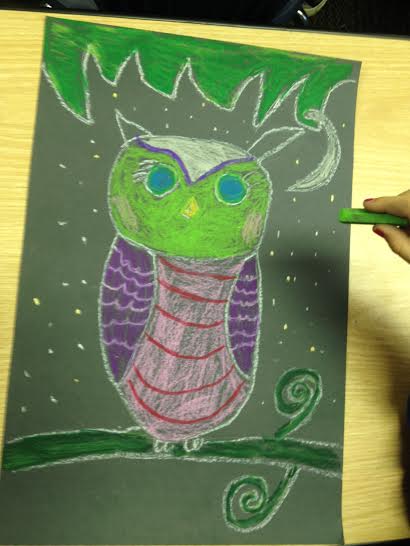 2nd Grade Oil Pastel Owl